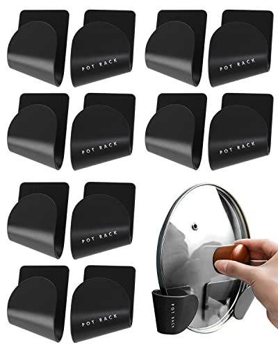 Tendiren Pot Lid Organizer, 6 Pairs of Adjustable Wall Mount Pot Lid Holder Cabinet Door, Pot and Pan Hangers for Kitchen Wall Mount, Cabinet Door Lid Organizer, Save More Space