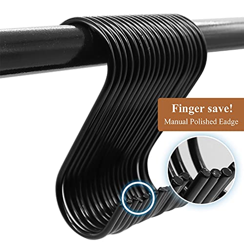 30 Pack ESFUN S Hooks Black Steel S Shaped Hooks for Hanging Pans Pots Plants Bags Towels Heavy Duty Kitchen Hooks Hanger, Large 3.7 inch