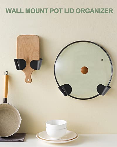 Tendiren Pot Lid Organizer, 6 Pairs of Adjustable Wall Mount Pot Lid Holder Cabinet Door, Pot and Pan Hangers for Kitchen Wall Mount, Cabinet Door Lid Organizer, Save More Space