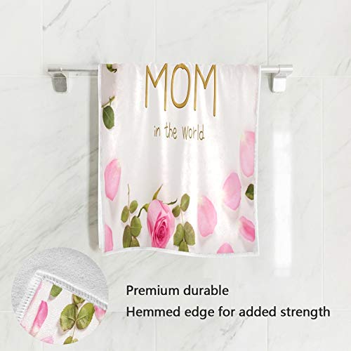 Gift for Mom,Mother's Day Roses Floral Soft Hand Towels 30x15,Decorative Best Mom Spring Summer Fingertip Kitchen Dish Towels Washcloth for Bathroom, Hotel, Gym and Spa