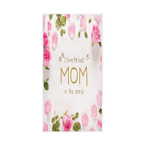 Gift for Mom,Mother's Day Roses Floral Soft Hand Towels 30x15,Decorative Best Mom Spring Summer Fingertip Kitchen Dish Towels Washcloth for Bathroom, Hotel, Gym and Spa