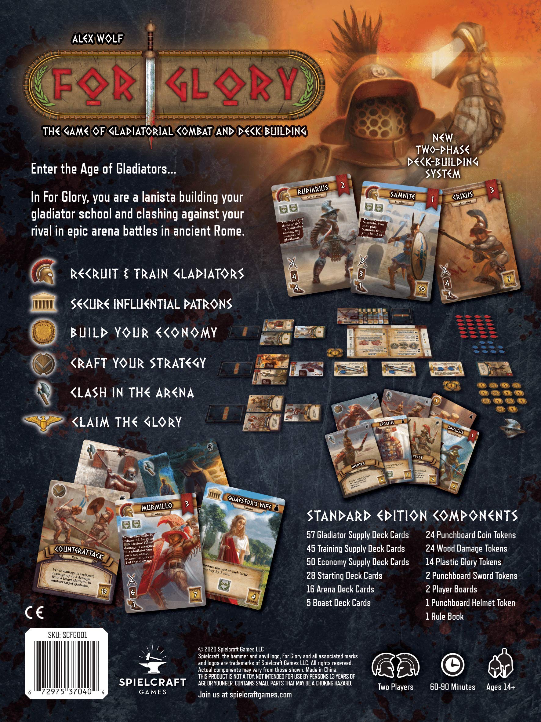 Spielcraft Games for Glory: The Game of Gladiatorial Combat and Deck Building