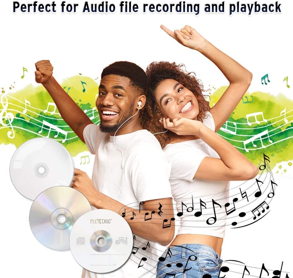 PlexDisc 631-210 52x 700MB 80 Minute White Inkjet Printable CD-R 1200 Disc Spindle