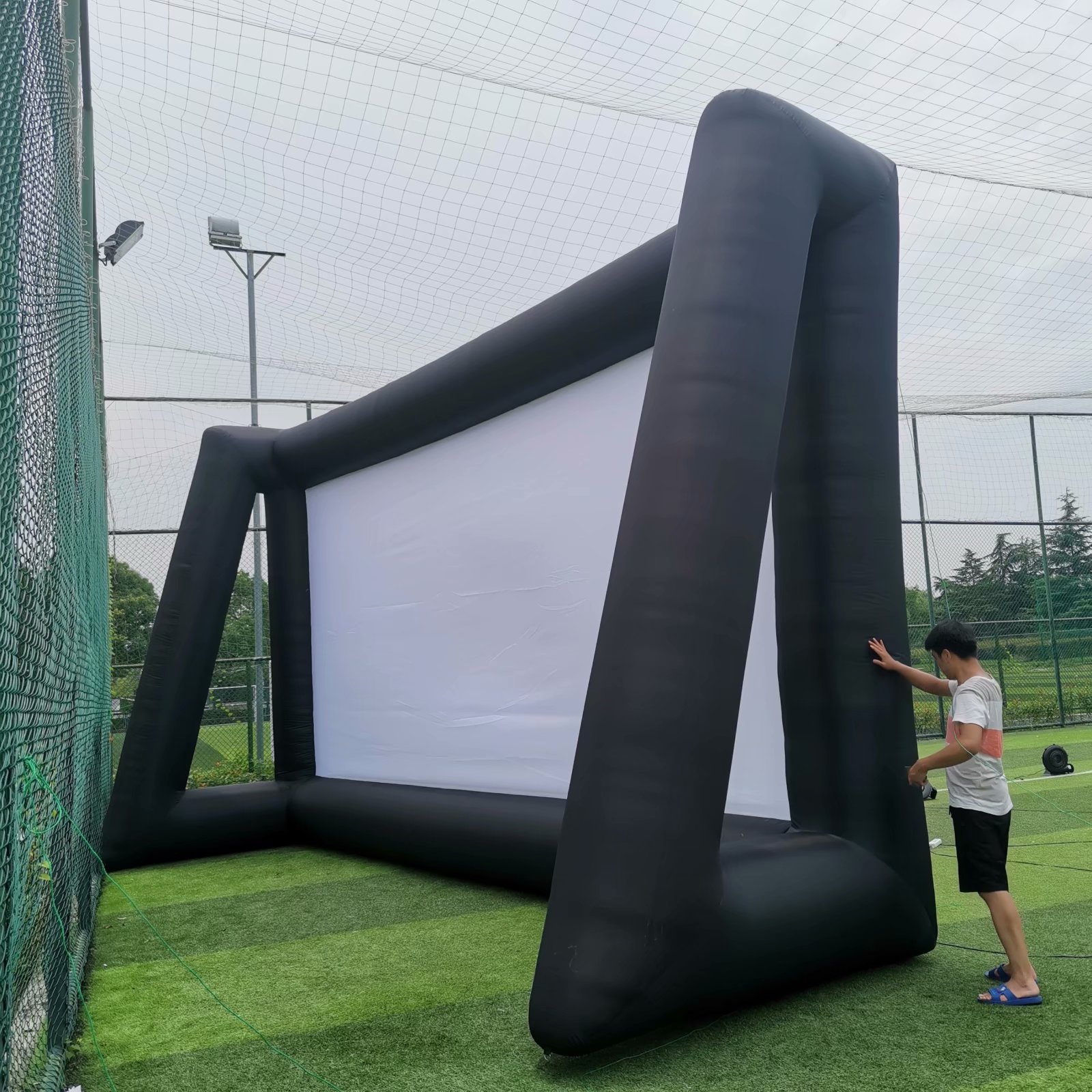 28 ft Inflatable Movie Screen Outdoor Incl Blower - Front and Rear Projection - Portable Blow Up Projector Screen for School, Churches, Grand Parties, Backyard Pool Fun
