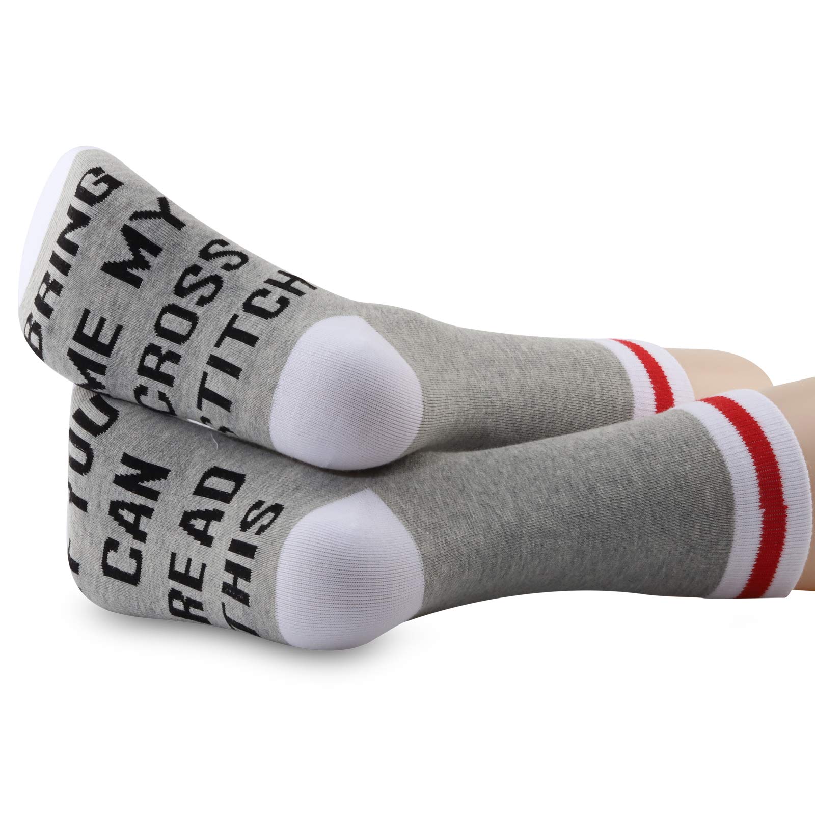 JXGZSO 2 Pairs Can Read This Bring Me My Cross Stitch Socks (Cross Stitch)