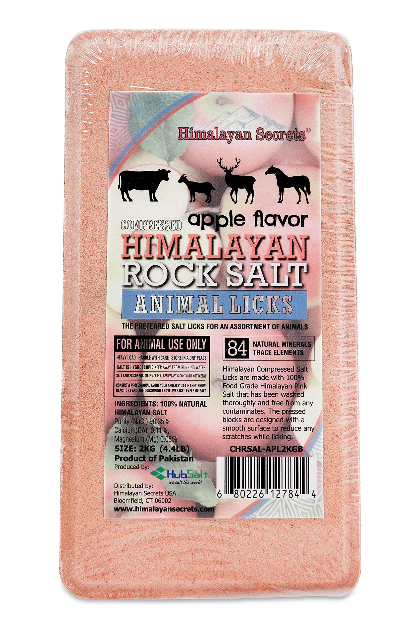 Compressed Himalayan Salt Animal Licking Brick (2KG (4.4LB) Apple Flavor Himalayan Salt Brick)