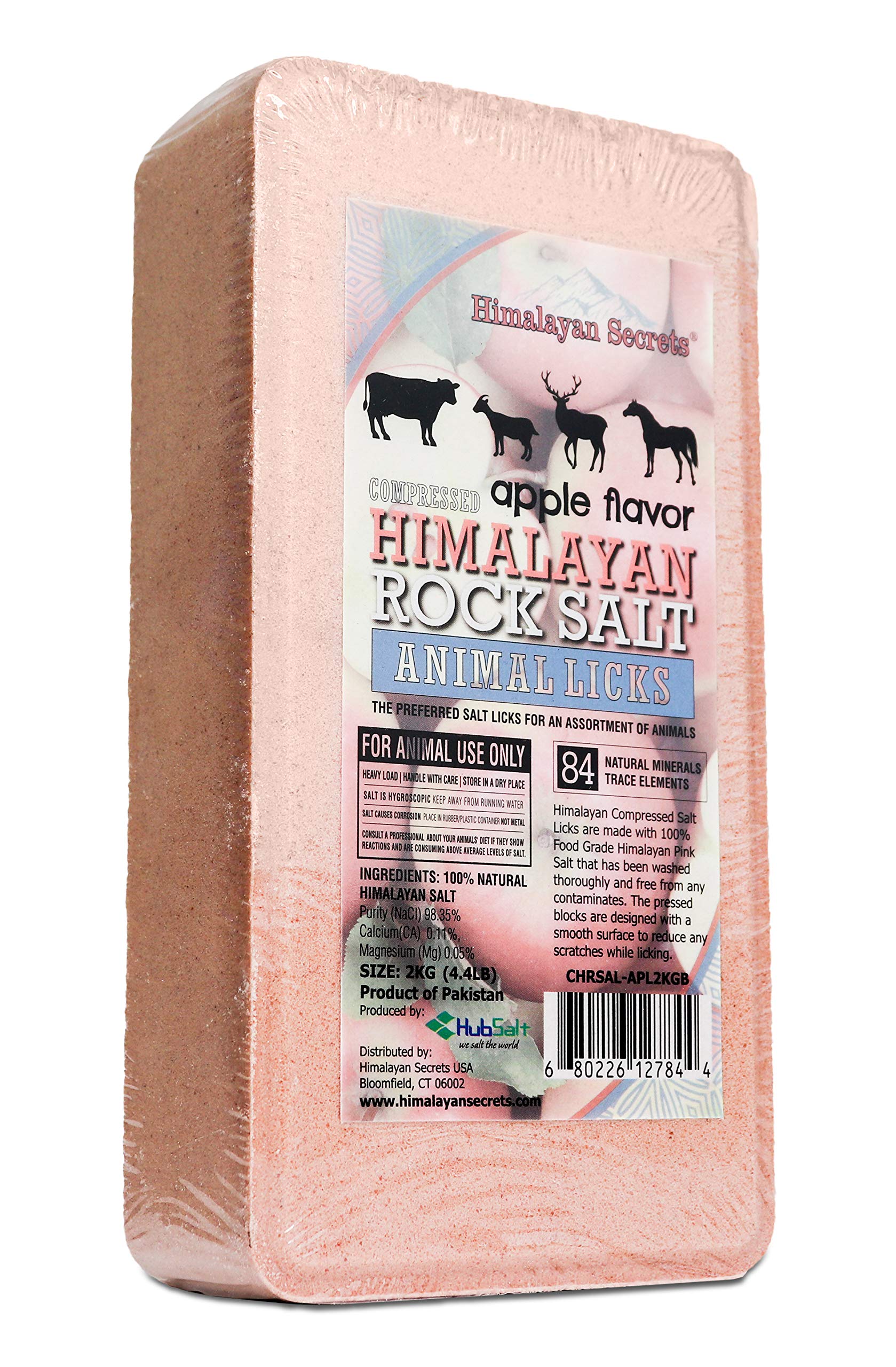 Compressed Himalayan Salt Animal Licking Brick (2KG (4.4LB) Apple Flavor Himalayan Salt Brick)