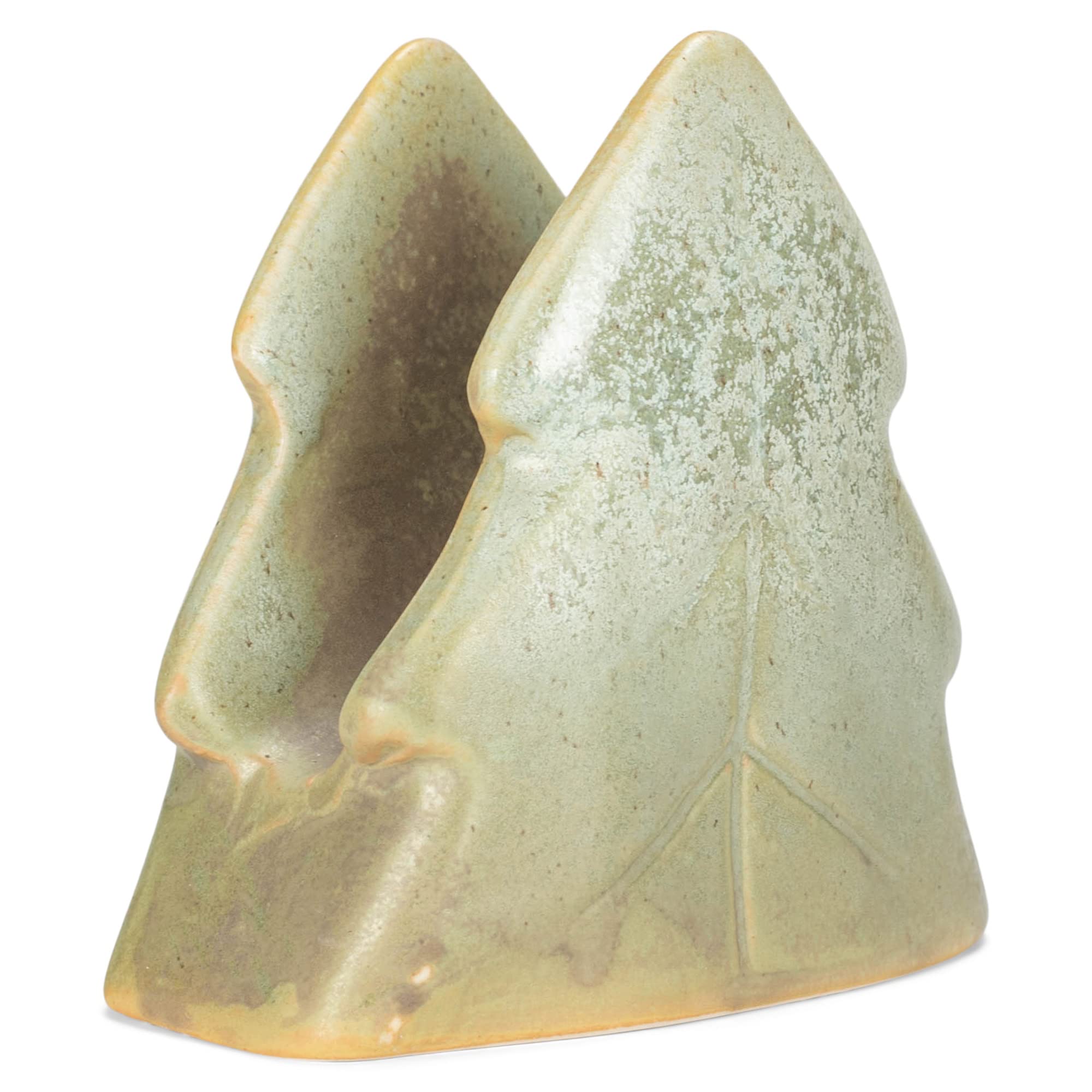 Creative Co-Op 4" L x 2-1/4"W x 4" H Stoneware Christmas Tree Sponge Holder, Reactive Glaze, Green (Each One Will Vary) Entertaining Tools, Multi
