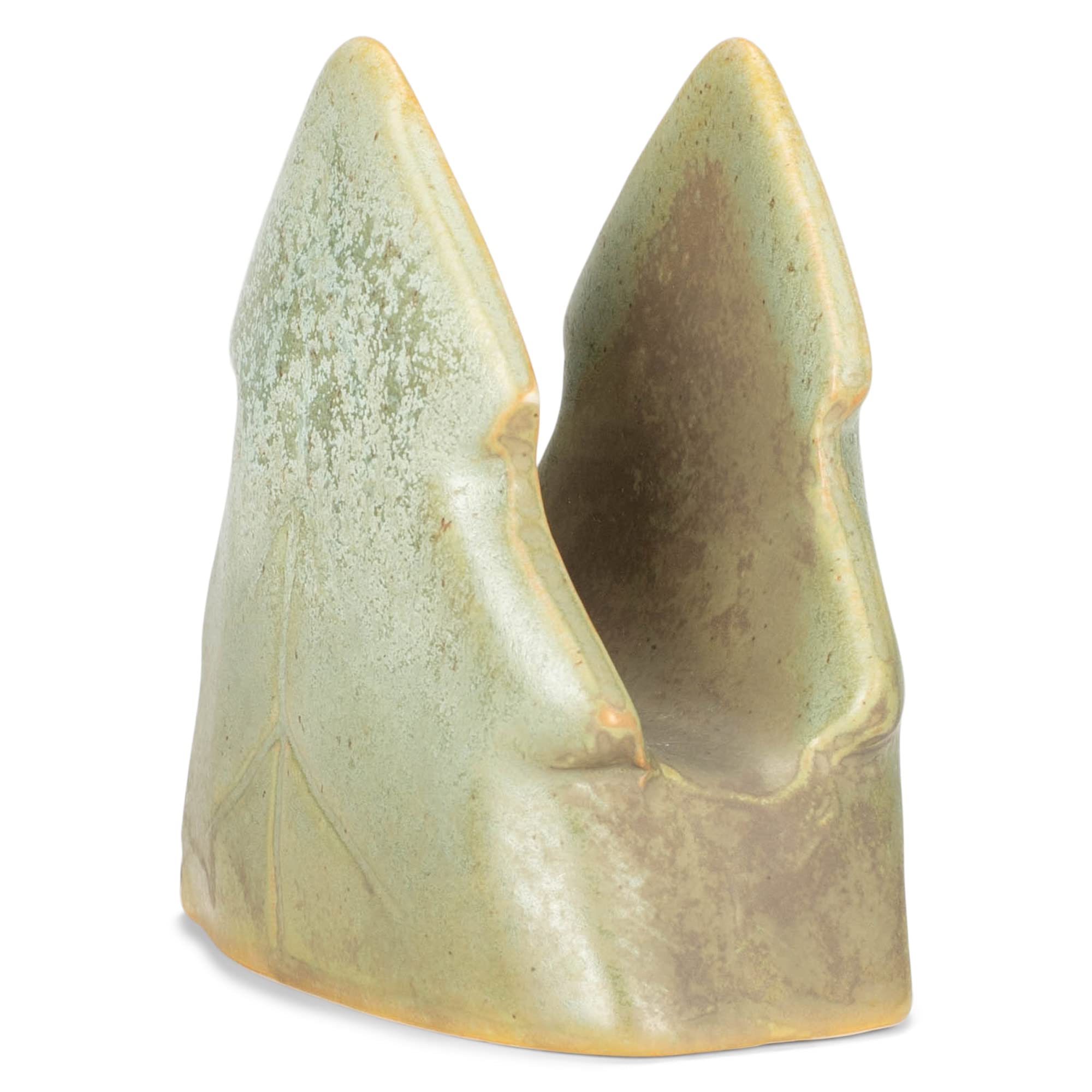 Creative Co-Op 4" L x 2-1/4"W x 4" H Stoneware Christmas Tree Sponge Holder, Reactive Glaze, Green (Each One Will Vary) Entertaining Tools, Multi