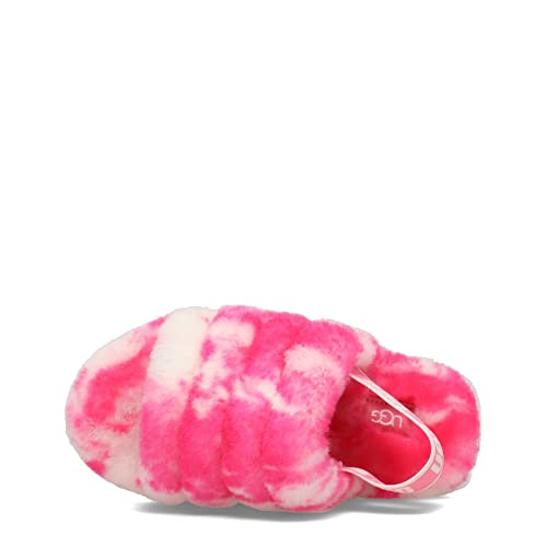 UGG Girls K Fluff Yeah Slide Marble Slipper, Pink Rose/Seashell Pink, 6 Big Kid
