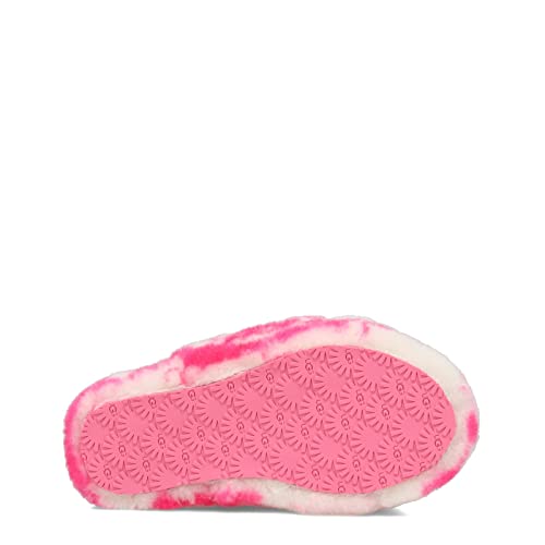 UGG Girls K Fluff Yeah Slide Marble Slipper, Pink Rose/Seashell Pink, 6 Big Kid