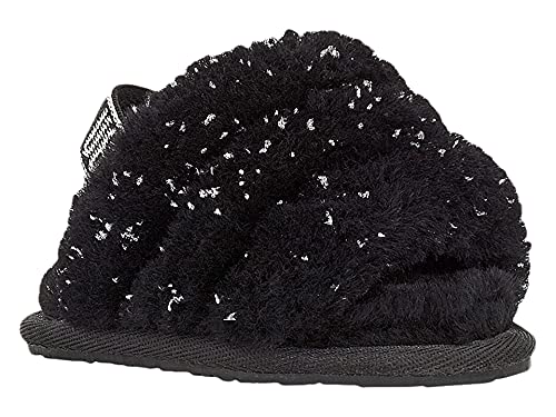 UGG Baby Girls I Fluff Yeah Metallic Sparkle Slipper, Black, 2-3 Infant