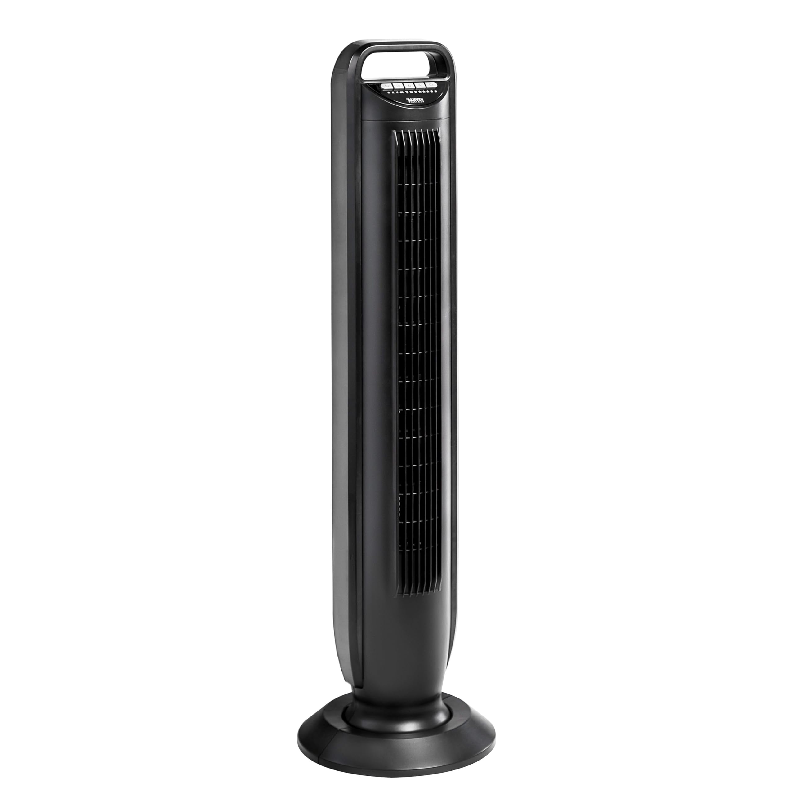 Seville Classics UltraSlimline Indoor Bladeless Oscillating Tower Fan Quiet Cooling LED Display Space-Saving for Home w/Remote and 7.5H Timer, Black, 40" 5-speed (115 degrees)