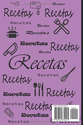 Recetas que me encatan: Diario de recetas en blanco para escribir para mujeres, (Spanish Edition)