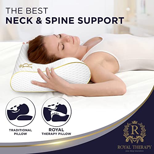 Royal Therapy Memory Foam Pillow, Queen Cervical Pillow for Neck Pain, Contour Pillow, Pillow for Neck and Shoulder Pain,Neck Pain Pillow,Side Sleeper Pillow for Shoulder Pain,Side Sleeping Pillow