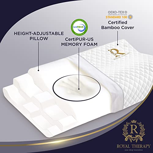 Royal Therapy Memory Foam Pillow, Queen Cervical Pillow for Neck Pain, Contour Pillow, Pillow for Neck and Shoulder Pain,Neck Pain Pillow,Side Sleeper Pillow for Shoulder Pain,Side Sleeping Pillow