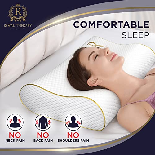 Royal Therapy Memory Foam Pillow, Queen Cervical Pillow for Neck Pain, Contour Pillow, Pillow for Neck and Shoulder Pain,Neck Pain Pillow,Side Sleeper Pillow for Shoulder Pain,Side Sleeping Pillow