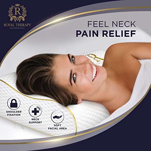 Royal Therapy Memory Foam Pillow, Queen Cervical Pillow for Neck Pain, Contour Pillow, Pillow for Neck and Shoulder Pain,Neck Pain Pillow,Side Sleeper Pillow for Shoulder Pain,Side Sleeping Pillow