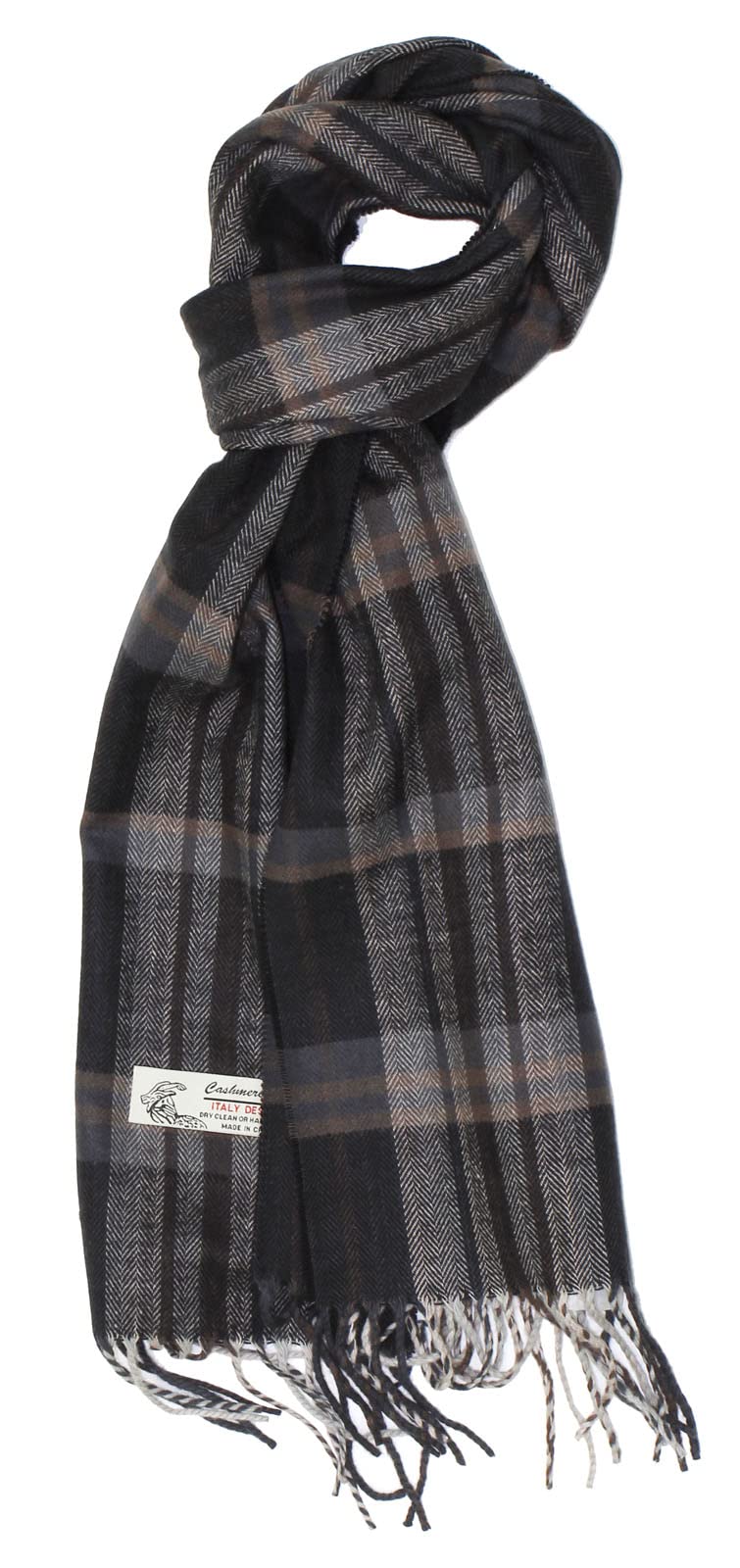 LibbySue New Soft Cashmere Feel Plaid Check and Solid Winter Scarf (Black Plaid)