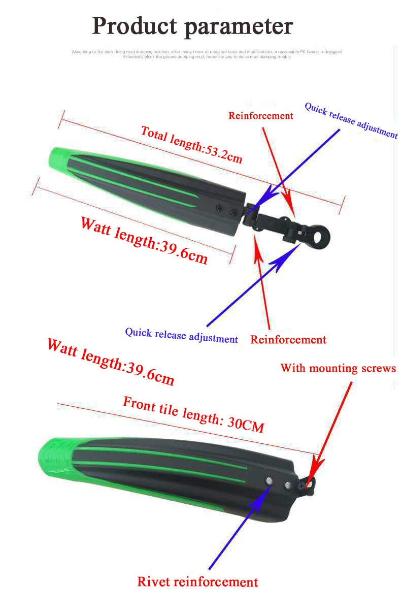 Bike Mudguard Bicycle Fender E-Bike Fender Mountain Bike Adjustable Quick Release Suitable for 20