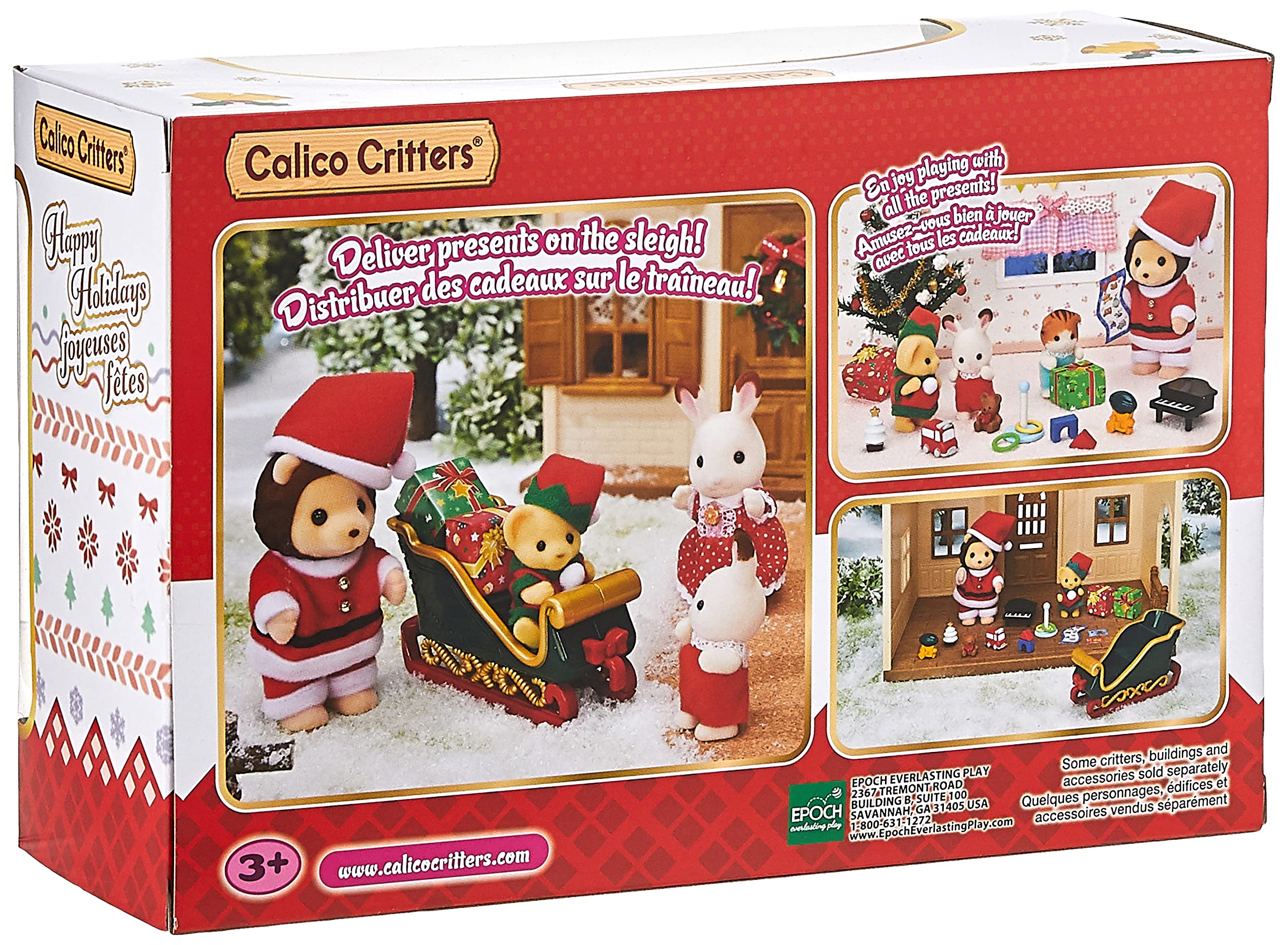 Calico Critters Mr. Lion's Winter Sleigh, Limited Edition Seasonal Holiday Set with 2 Collectible Doll Figures and Accessories