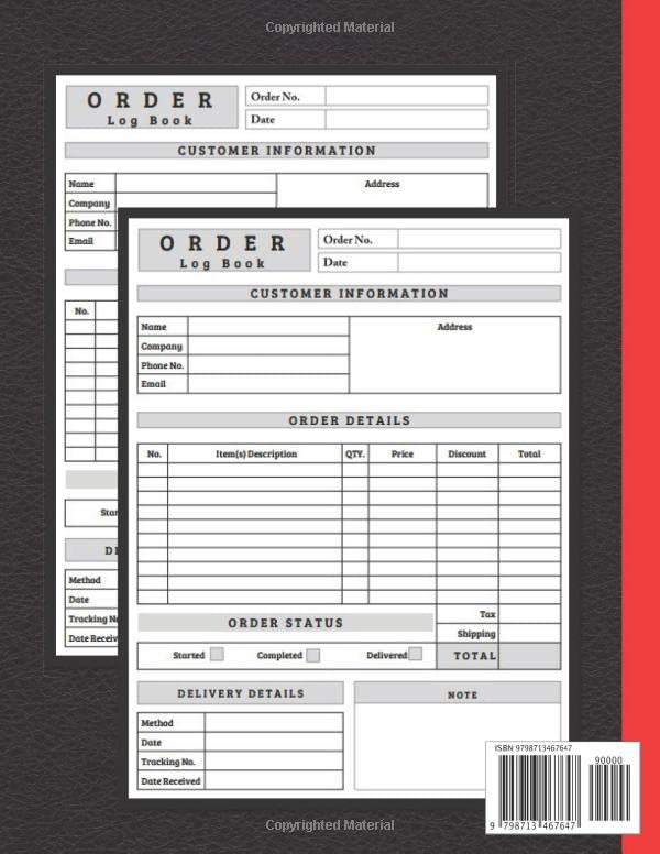 Order Log Book Small Business: Simple Order Tracker | Sales Order Log Keep Track of Your Customer | Purchase Order Forms for Online Businesses and Retail Store, (Large) 8.5" x 11"