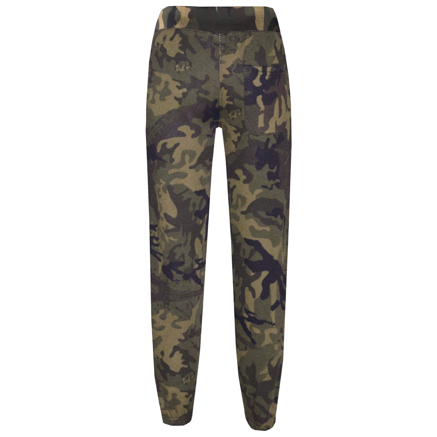 Kids Girls Boys Plain Tracksuit Hooded Hoodie Bottom Jog Suit Joggers 5-13 Years Camo Green