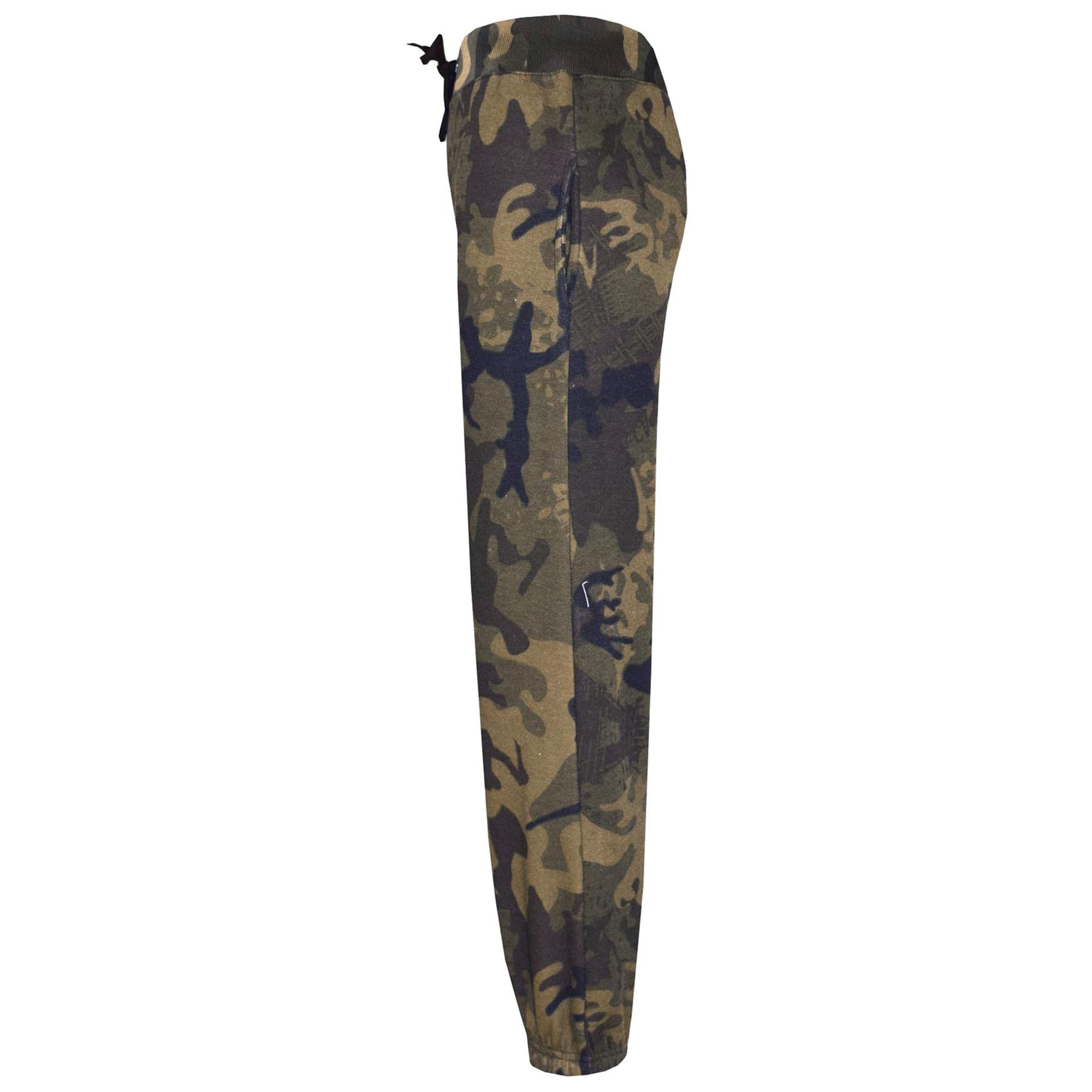 Kids Girls Boys Plain Tracksuit Hooded Hoodie Bottom Jog Suit Joggers 5-13 Years Camo Green