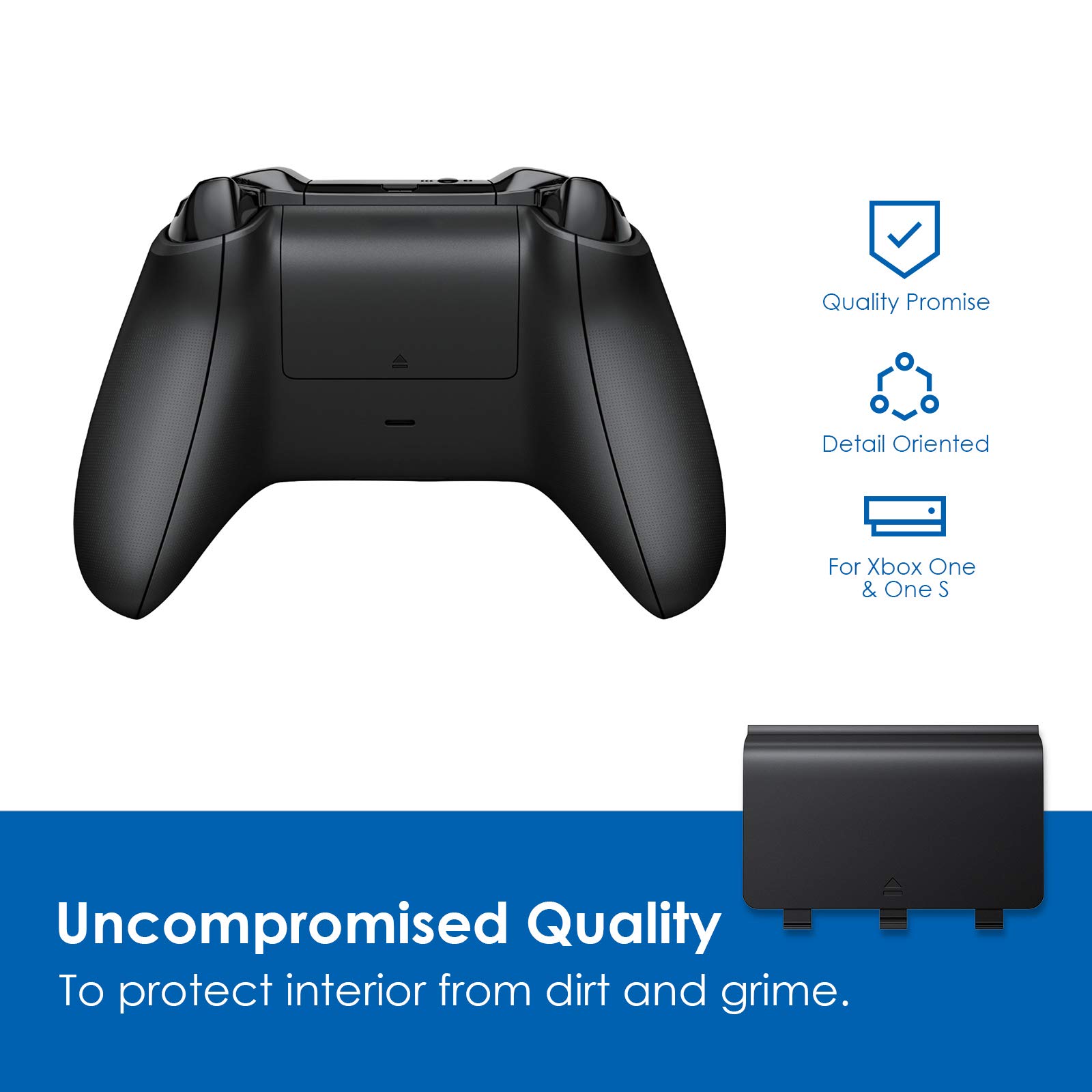 4 Pack Battery Back Cover for Xbox One/One S/One X Controller [NOT for Xbox Series X/S], Avorast Replacement Battery Back Shell Covers Compatible with Xbox One, One S, One X Controllers (Black)