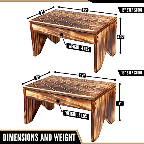 Adult Wooden Step Stool - Very Sturdy Adult Step Stool, Kitchen Step Stool, Bed Stool for High Beds,Great Wood Step Stool for Adults,Lightweight, Quality Eco Pine,Attractive & Easy Assemble 9 X 8 X 19