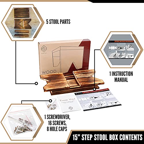 Adult Wooden Step Stool - Very Sturdy Adult Step Stool, Kitchen Step Stool, Bed Stool for High Beds,Great Wood Step Stool for Adults,Lightweight, Quality Eco Pine,Attractive & Easy Assemble 9 X 8 X 19