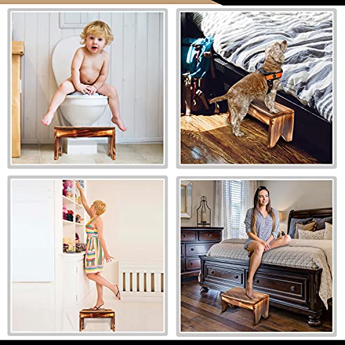 Adult Wooden Step Stool - Very Sturdy Adult Step Stool, Kitchen Step Stool, Bed Stool for High Beds,Great Wood Step Stool for Adults,Lightweight, Quality Eco Pine,Attractive & Easy Assemble 9 X 8 X 19