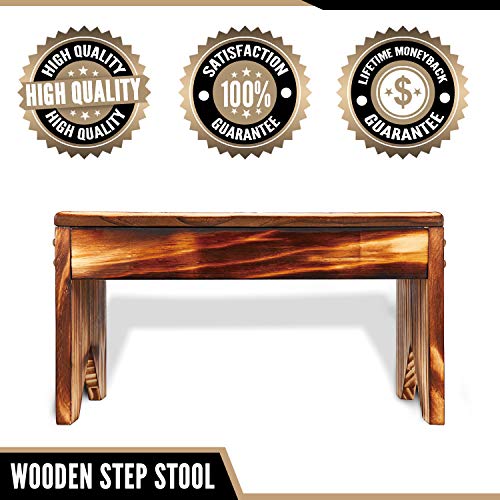 Adult Wooden Step Stool - Very Sturdy Adult Step Stool, Kitchen Step Stool, Bed Stool for High Beds,Great Wood Step Stool for Adults,Lightweight, Quality Eco Pine,Attractive & Easy Assemble 9 X 8 X 19