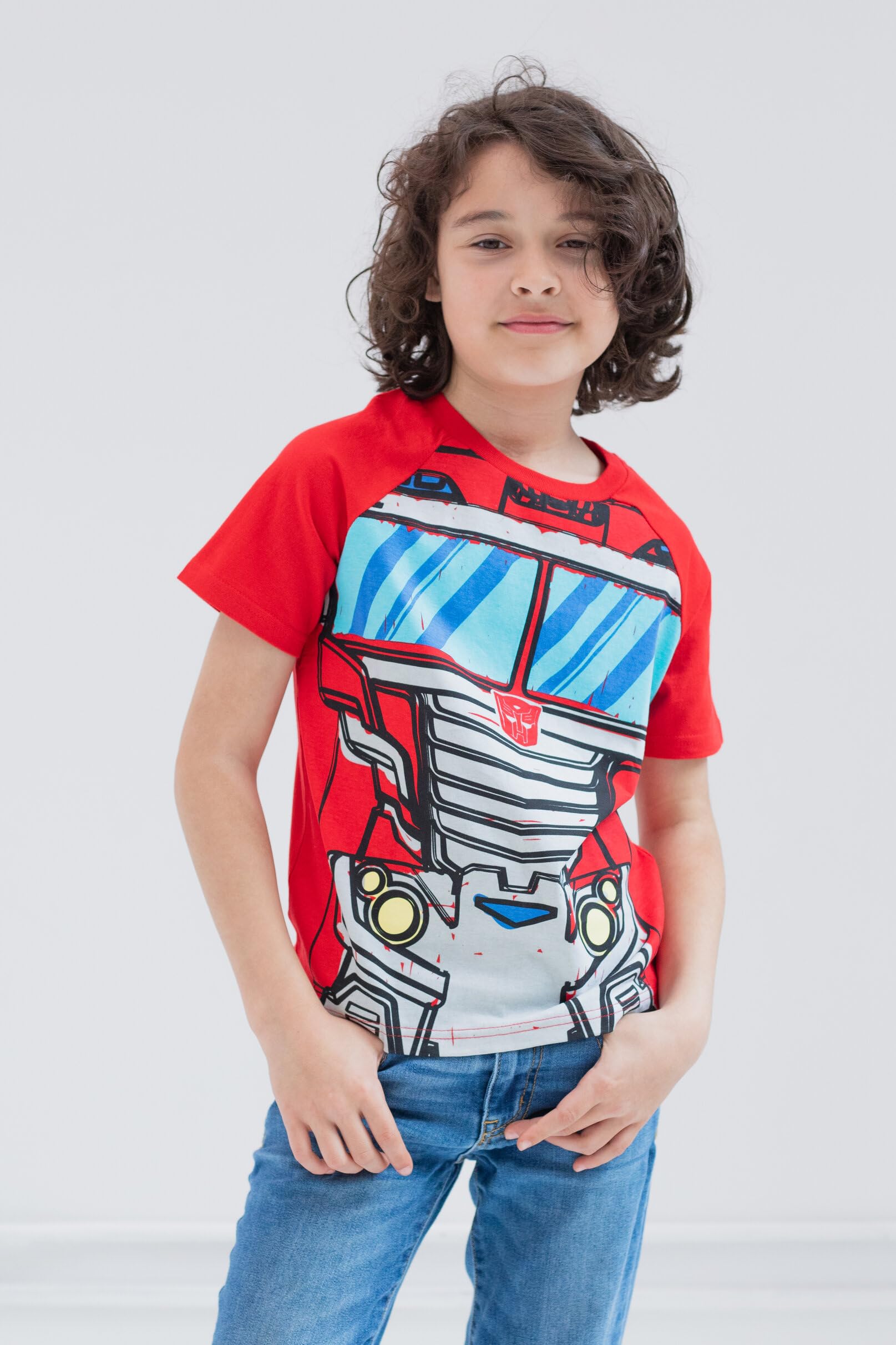 Transformers Optimus Prime Bumblebee Megatron Little Boys 3 Pack Graphic T-Shirts Red/Yellow/Black 7-8