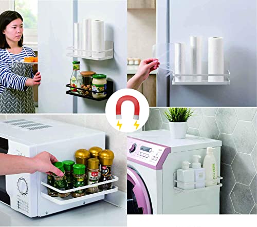 YCOCO Magnetic Spice Rack for Refrigerator,Single Tier Refrigerator Spice Storage Shelf,Easy to Install the Side of Refrigerator Can Hold spices,Salt,Pepper,Space Saving Black Pack of 2