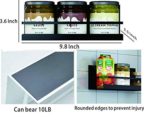 YCOCO Magnetic Spice Rack for Refrigerator,Single Tier Refrigerator Spice Storage Shelf,Easy to Install the Side of Refrigerator Can Hold spices,Salt,Pepper,Space Saving Black Pack of 2