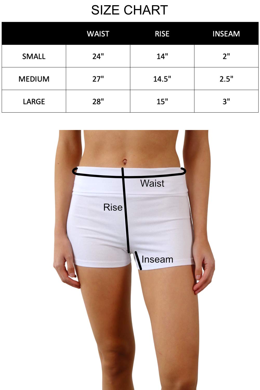 Pure Look Women’s Fold Over Waist Stretch Cotton Active Yoga Shorts, Large, Black