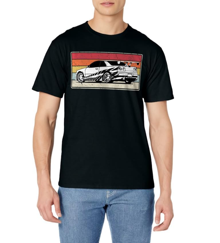 Vintage Tuner Car Skyline Graphic Retro Racing Drift Car T-Shirt