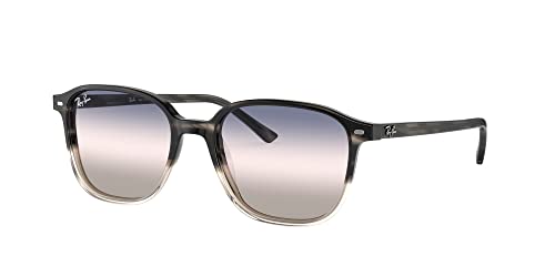 Ray-Ban RB2193F Leonard Low Bridge Fit Square Sunglasses, Gradient Grey Havana/Pink Gradient Blue Gradient Grey, 55 mm