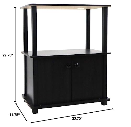 Freestanding Three Shelf Double Door Storage Floor Cabinet, Multi Room Use, Espresso Woodgrain Finish, No Tools Required, 23.75 Inch Width x 11.75 Inch Depth x 29.75 Inch Height