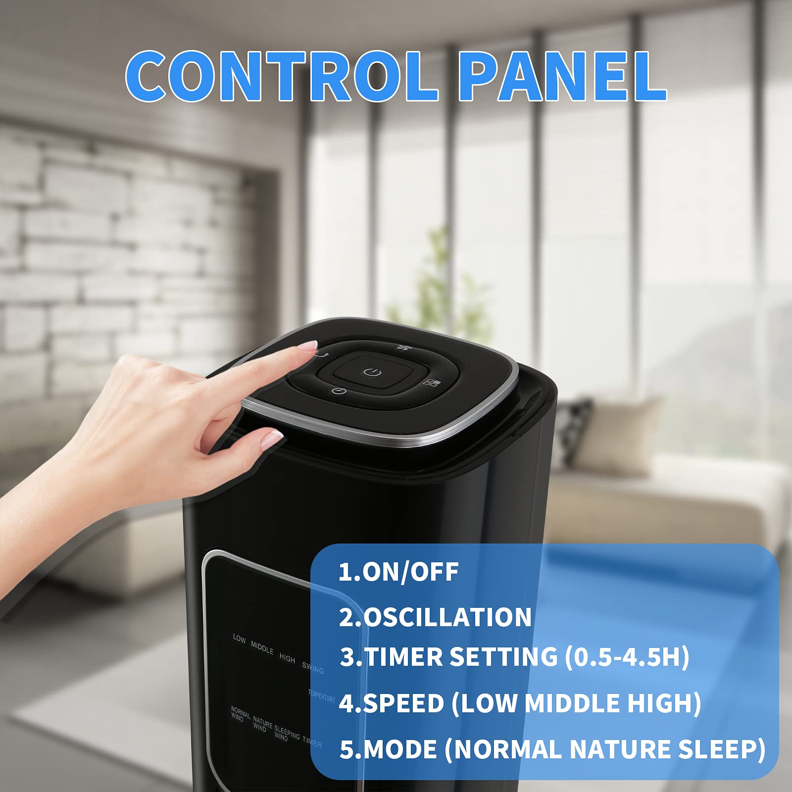 Antarctic Star Tower Fan Oscillating Fan Quiet Cooling Remote Control Powerful Standing 3 Speeds Wind Modes Bladeless Floor Fans Portable Bladeless Fan for Children Bedroom Home Office (Black, 35")