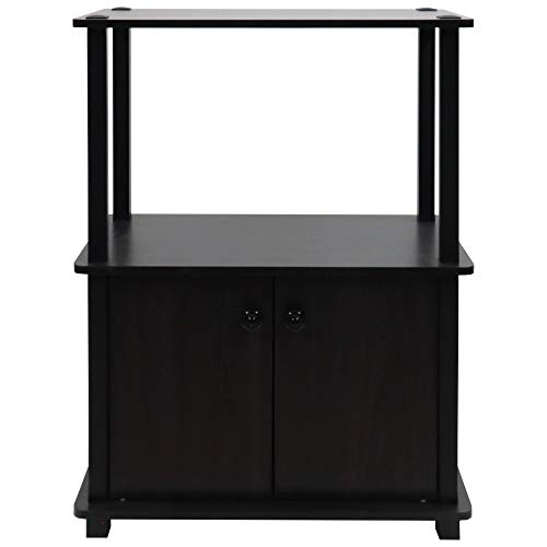 Freestanding Three Shelf Double Door Storage Floor Cabinet, Multi Room Use, Espresso Woodgrain Finish, No Tools Required, 23.75 Inch Width x 11.75 Inch Depth x 29.75 Inch Height