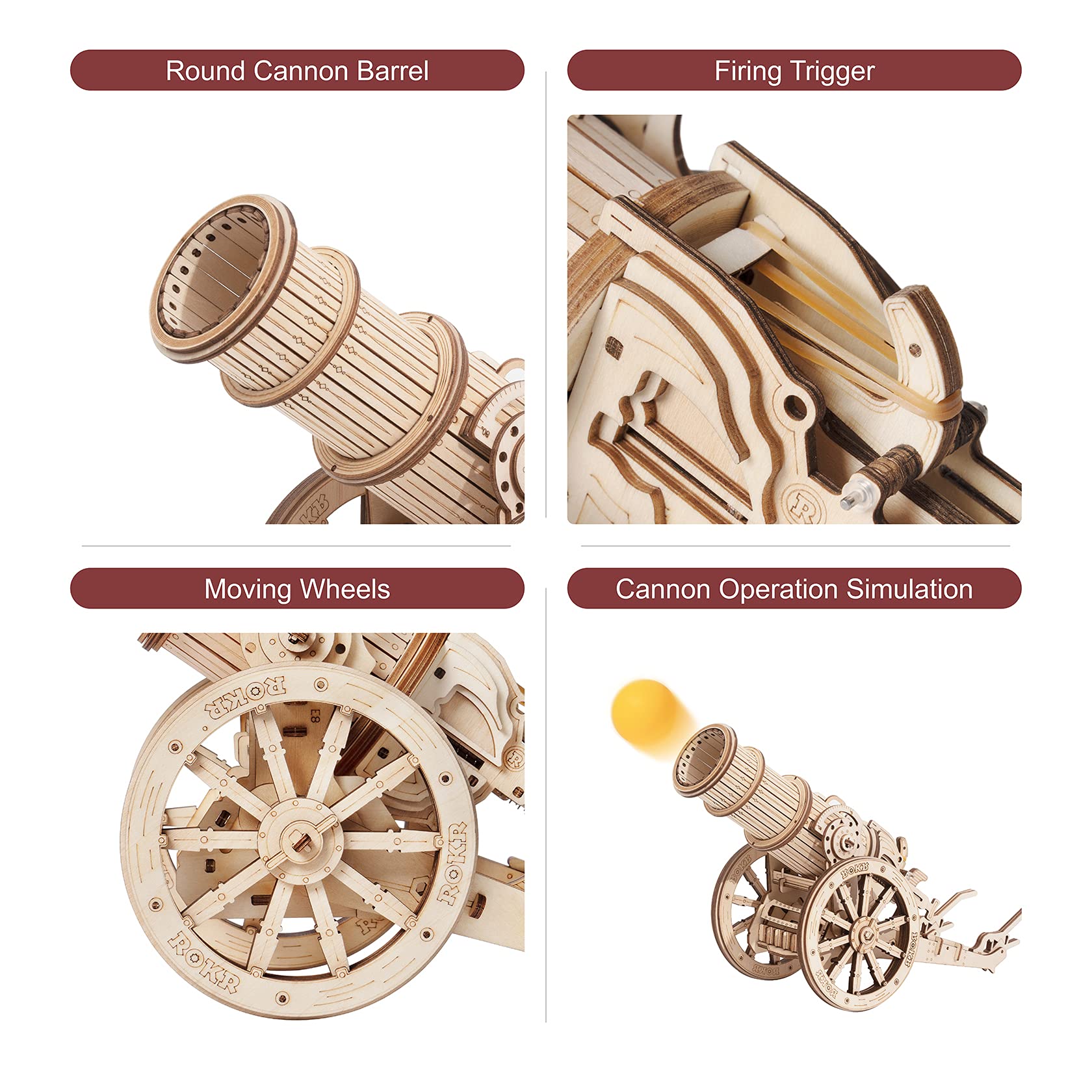 ROKR 3D Wooden Puzzles for Adults-Catapult Kit-Model Toys DIY Craft Kits Brain Teaser Gift for Kids Adults
