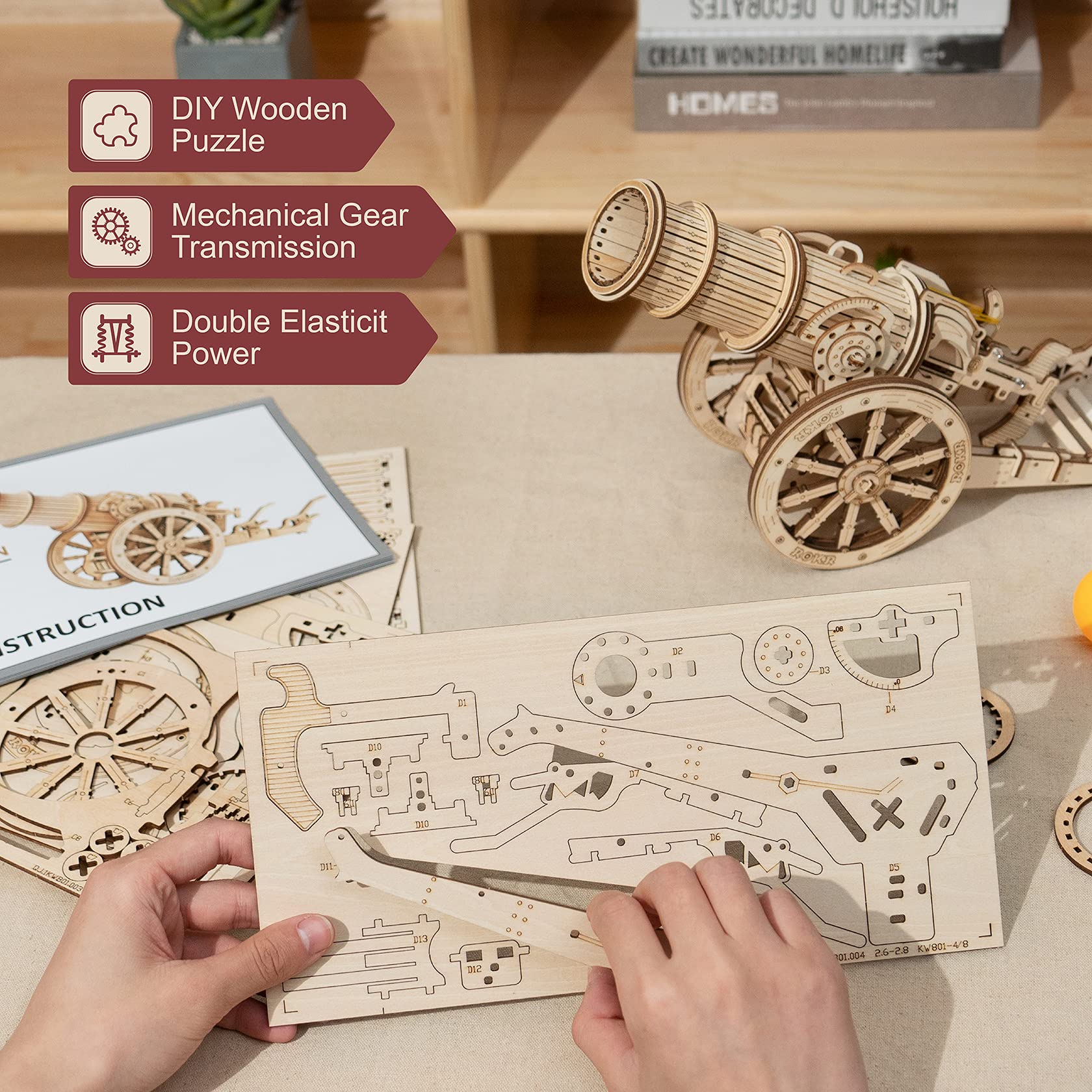 ROKR 3D Wooden Puzzles for Adults-Catapult Kit-Model Toys DIY Craft Kits Brain Teaser Gift for Kids Adults