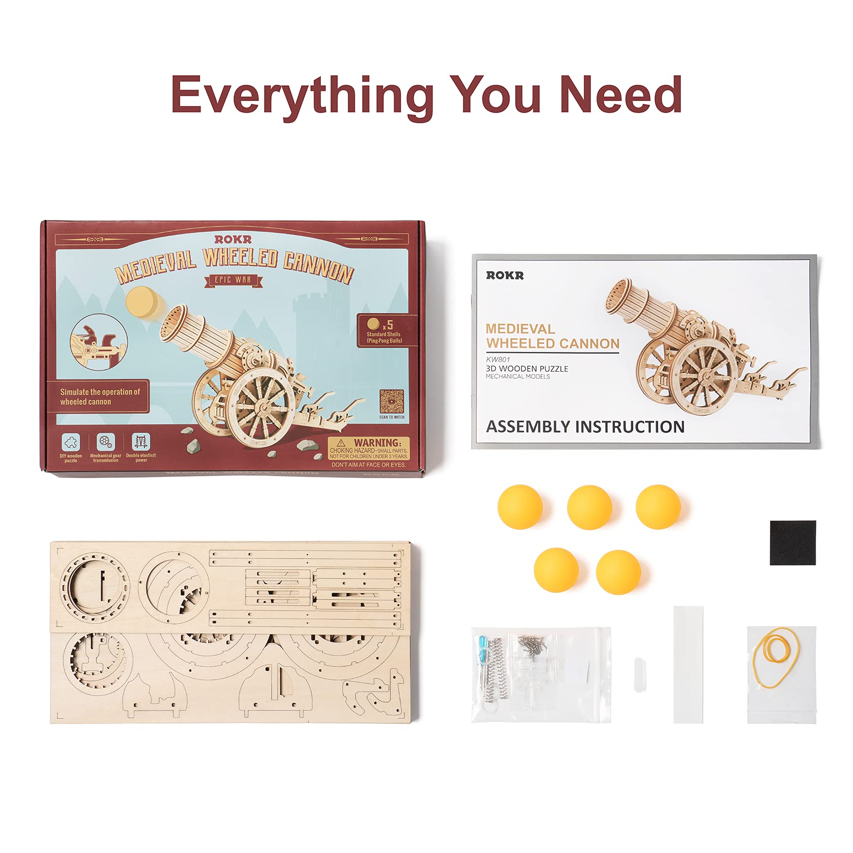 ROKR 3D Wooden Puzzles for Adults-Catapult Kit-Model Toys DIY Craft Kits Brain Teaser Gift for Kids Adults