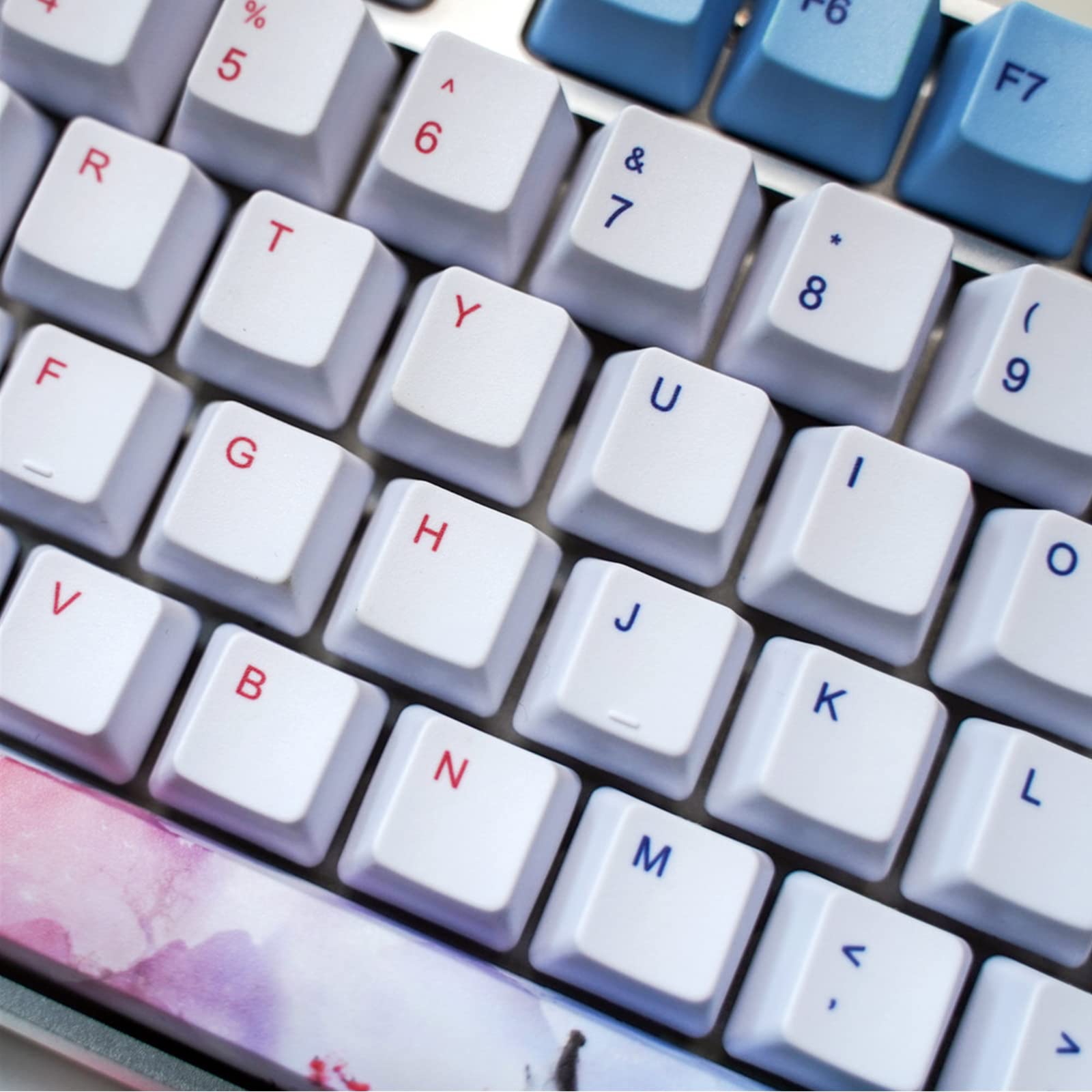 eboxer-1 73 Pcs Five-Faced Dyed Anime DIY Keycaps, PBT Keycap Set with Shaft Puller, for Mechanical Keyboards(Anime Keycaps)