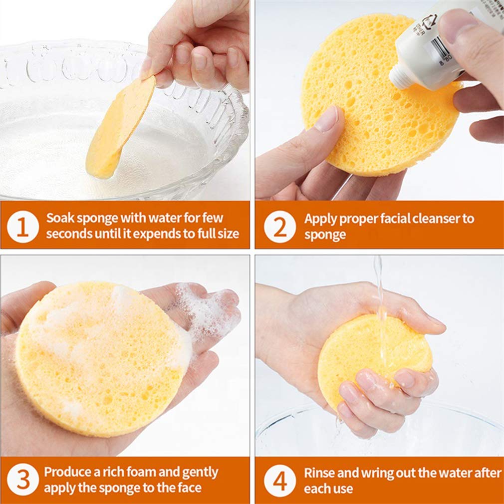 METUUTER 50 PCS Compressed Facial Sponges for Estheticians- 100% Natural Cellulose Face Sponge Professional Cosmetic Spa Sponges for Face Cleansing, Massage, Pore Exfoliating, Mask, Makeup Removal
