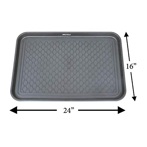 GREAT WORKING TOOLS Boot Trays for Entryway, Set of 2 Heavy Duty Shoe Trays All Season Muddy Mats Wet Shoe Tray Snow Boot Tray - Gray, 23.75" x 15.5" x 1.25"