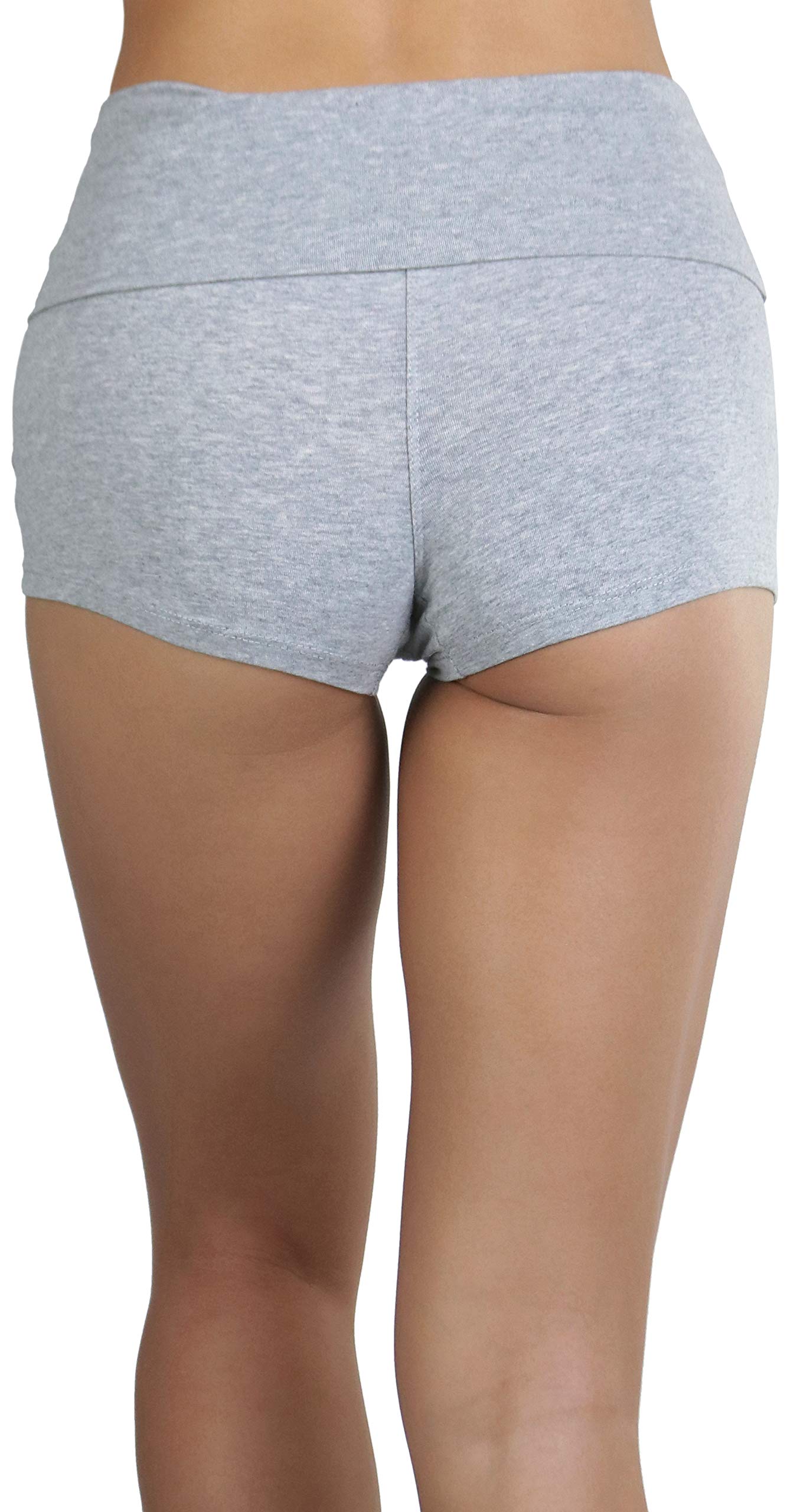 ToBeInStyle Women's Wide Waistband Rollover Yoga Shorts - Light Heather Grey - S