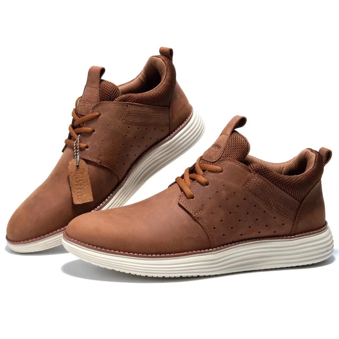 Arkbird Leather Loafers, Casual Slip-On Sneaker Shoes for Men Dark-Brown 11